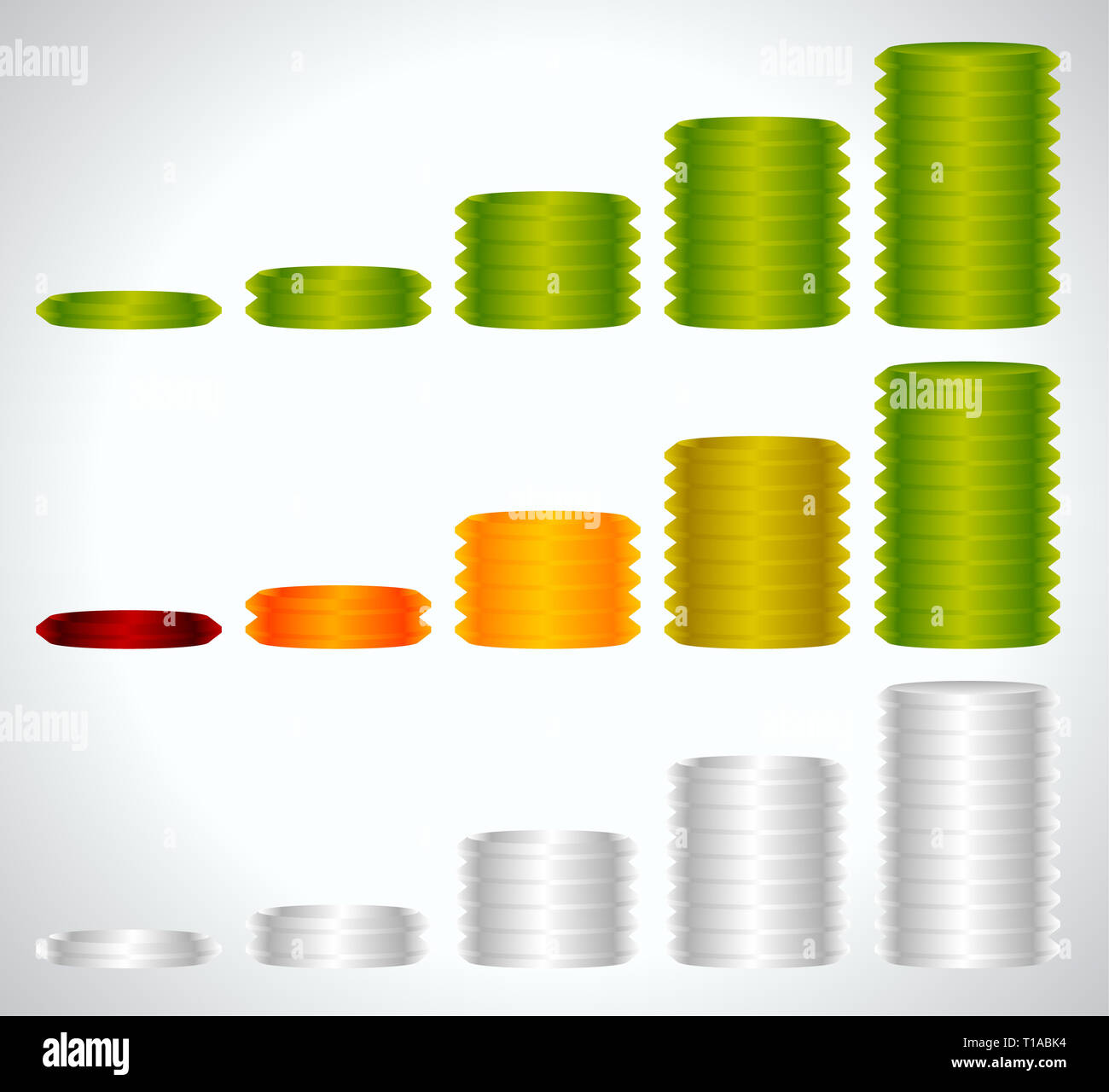 3d cylinders. Level, completion, fullness, steps or progress indicators ...