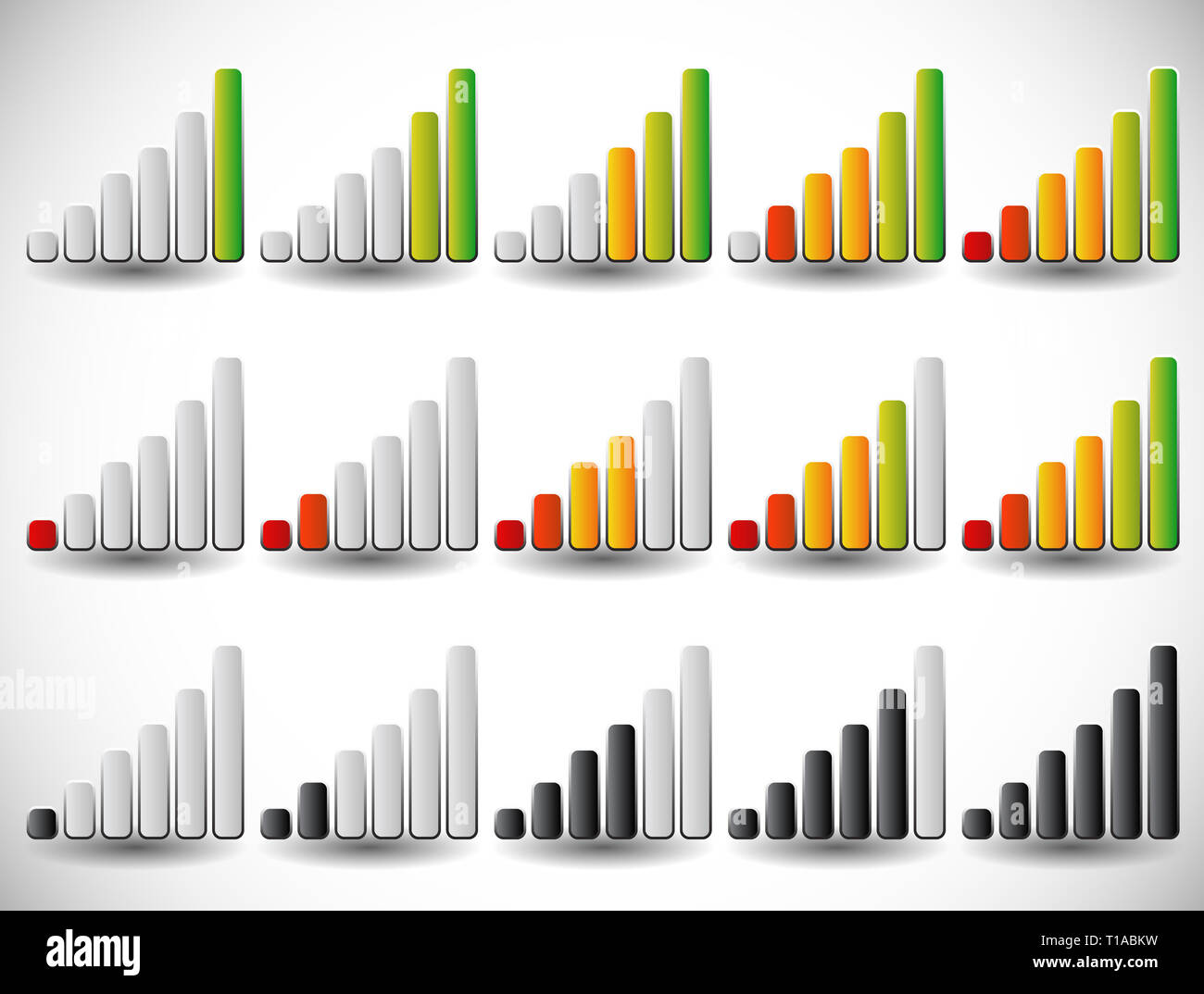 Increasing bars as level or progress indicators, signal strength ...