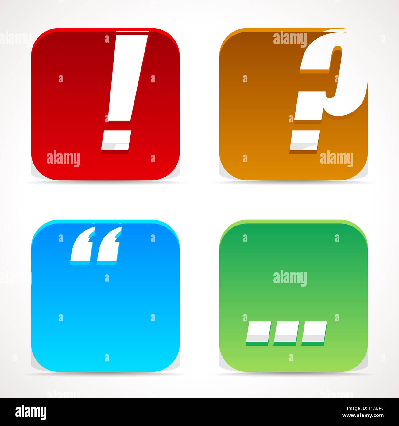 Punctuation mark icons. Exclamation point, question mark, quote mark ...