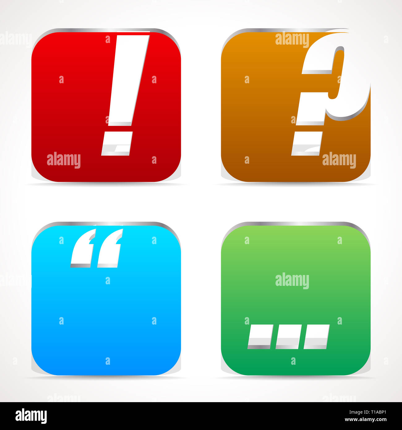 Punctuation mark icons. Exclamation point, question mark, quote mark ...