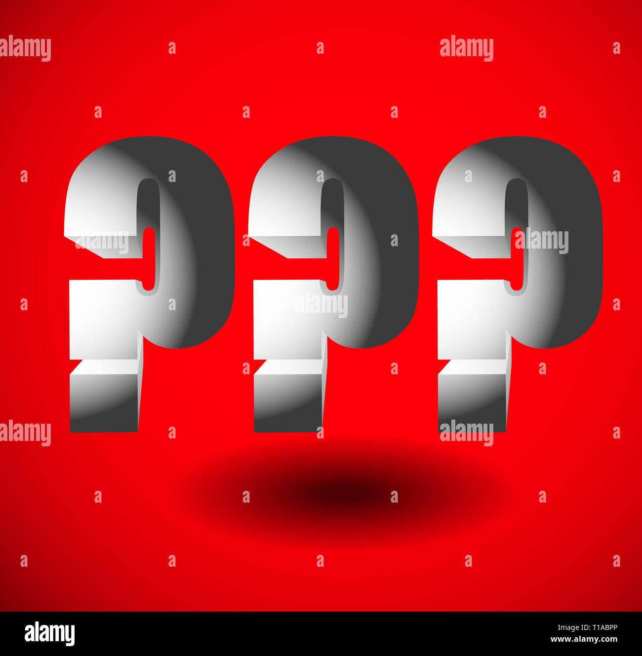 Bold, 3d question marks. 3 question marks for problem, riddle or ...