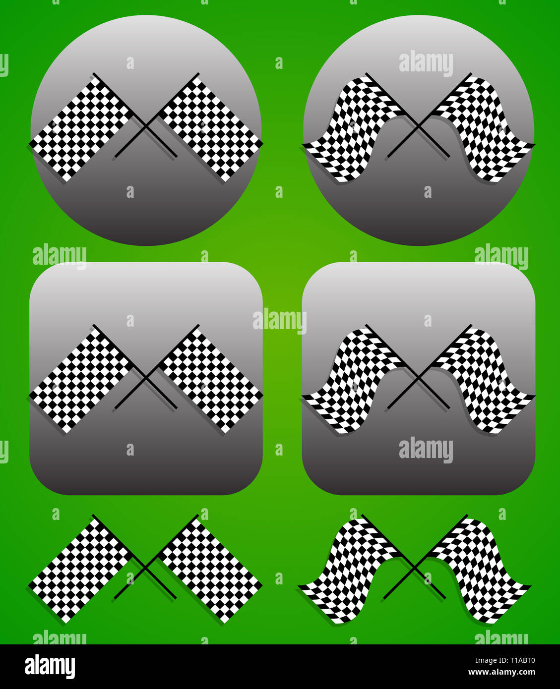 Vector illustration of crossed racing flag icon set Stock Photo - Alamy