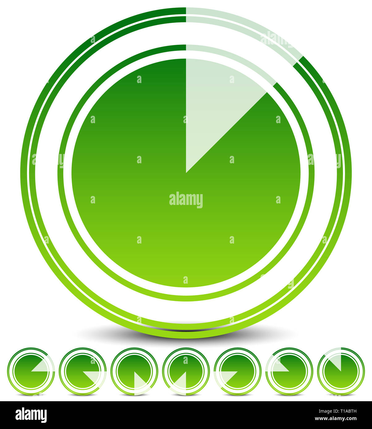 Rotating empty radar screen or sonar display. Segmented circles with ...