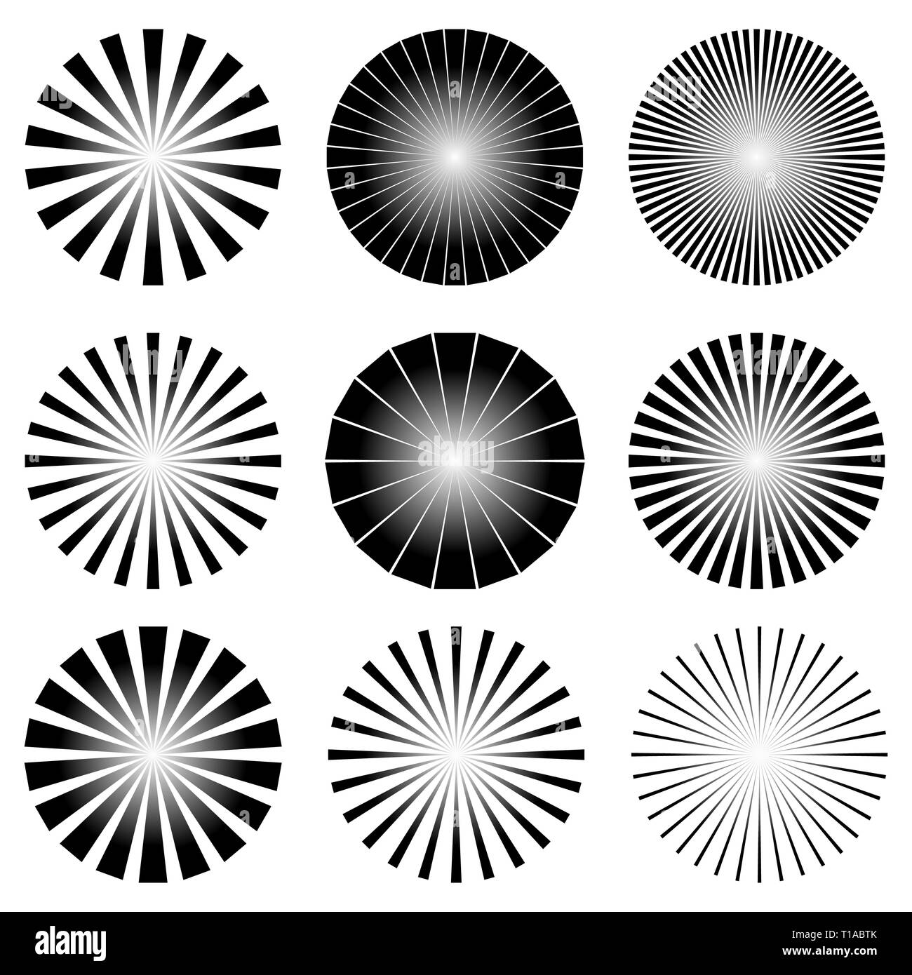 Eps 10 Vector Illustration of Radial Elements Set. Starburst or ...