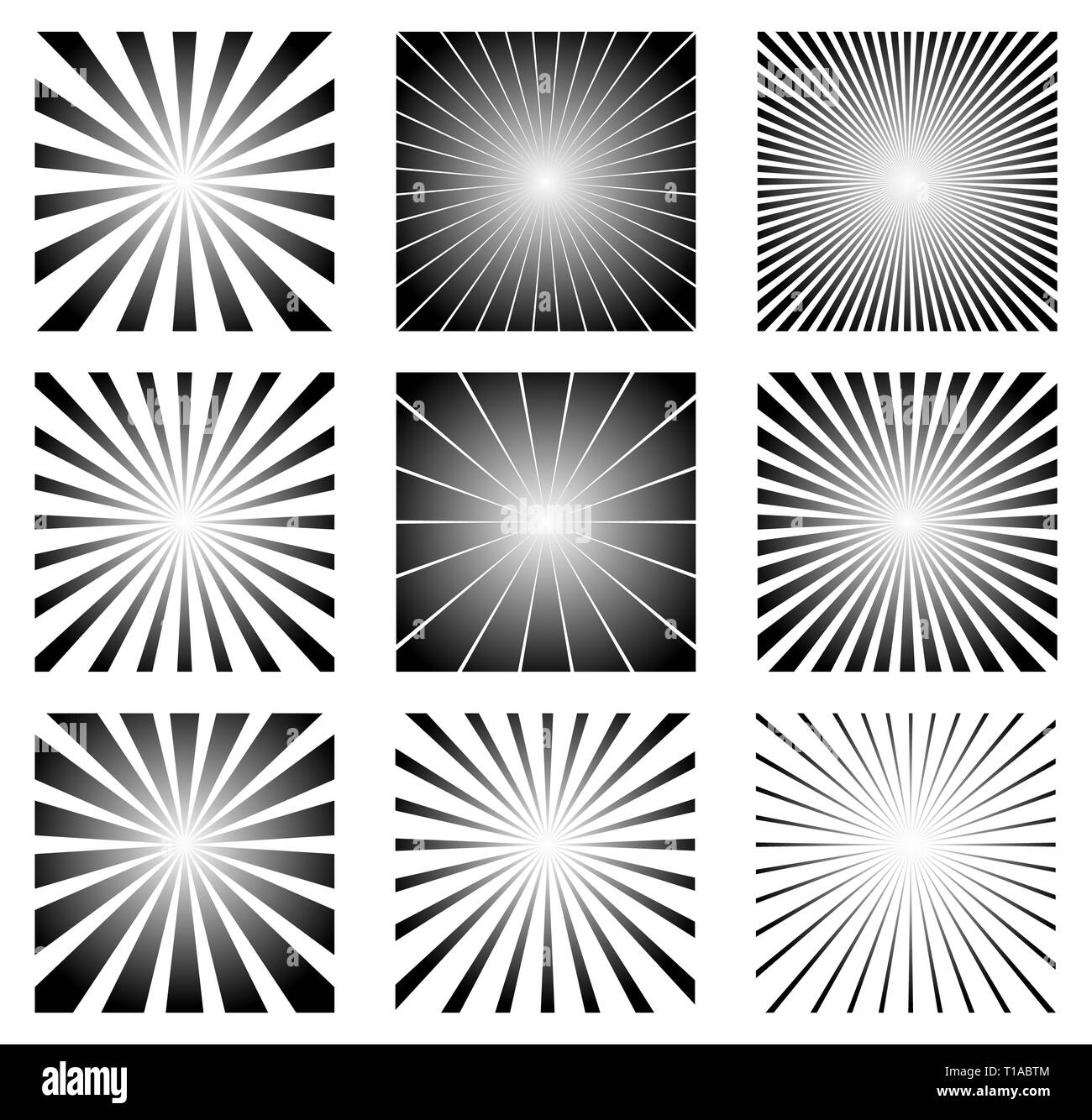 Eps 10 Vector Illustration of Radial Elements Set. Starburst or ...