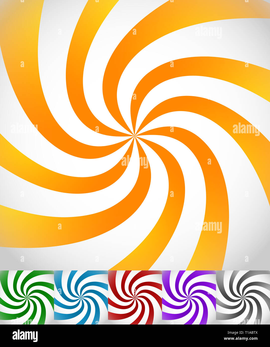 Colorful background set with swirling, rotating, twirling stripes ...
