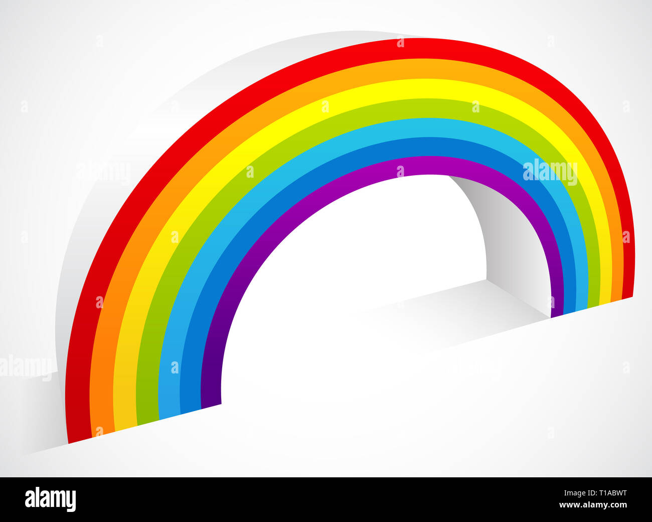 Three Dimensional Rainbow Element With Shadow Over White Background ...