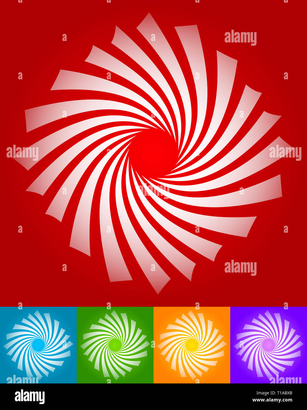 Abstract twisting, rotating vector elements in 5 colors Stock Photo - Alamy