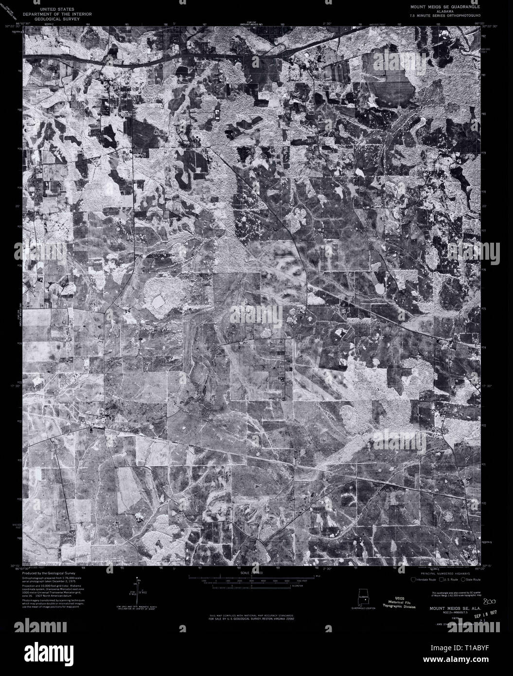 USGS TOPO Map Alabama AL Mount Meigs SE 304621 1975 24000 Inverted ...