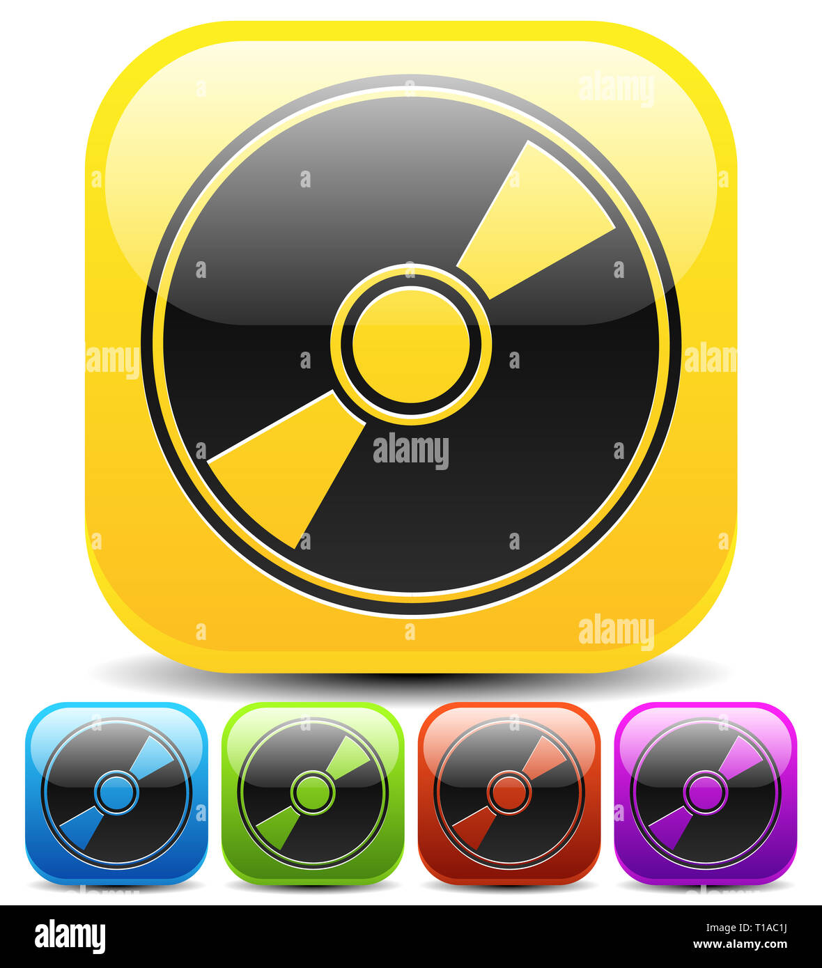 Eps 10 vector illustration of Record, disk icons in 5 colors Stock ...