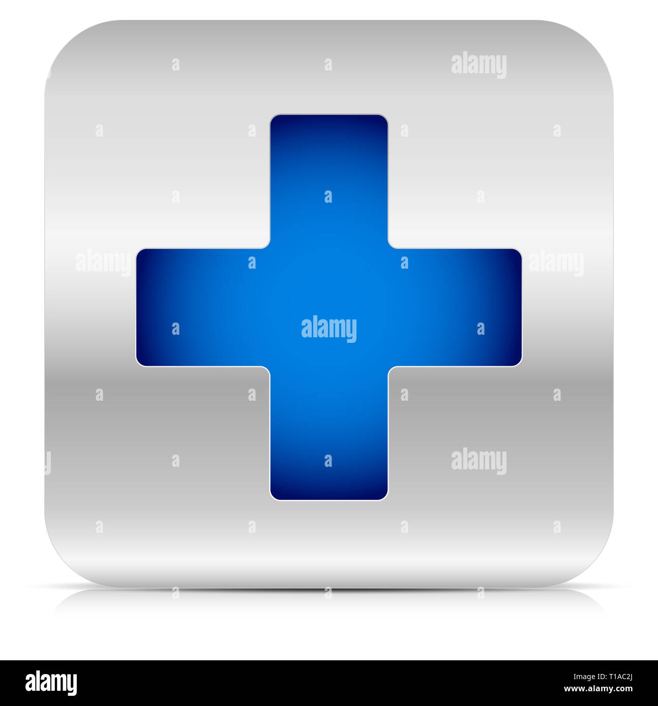 Stylish blue cross in metallic square Stock Photo - Alamy