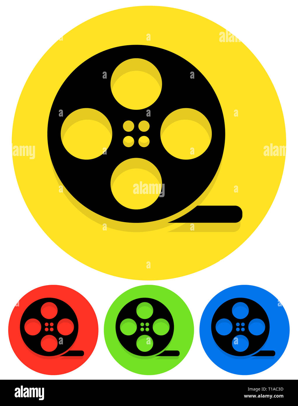 Icons with Black Film Roll Symbols Stock Photo - Alamy