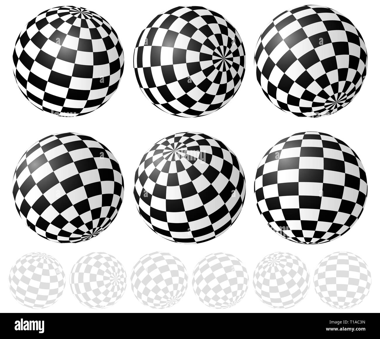 Checkered Sphere Set With Gradient Fills Stock Photo - Alamy