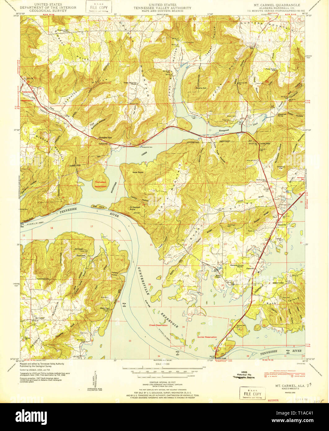 USGS TOPO Map Alabama AL Mt Carmel 304628 1950 24000 Stock Photo - Alamy