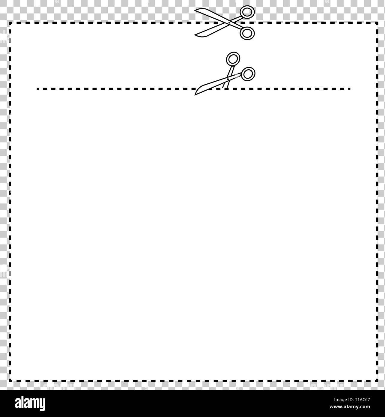 Vector cutting scissors coupon border hi-res stock photography and ...