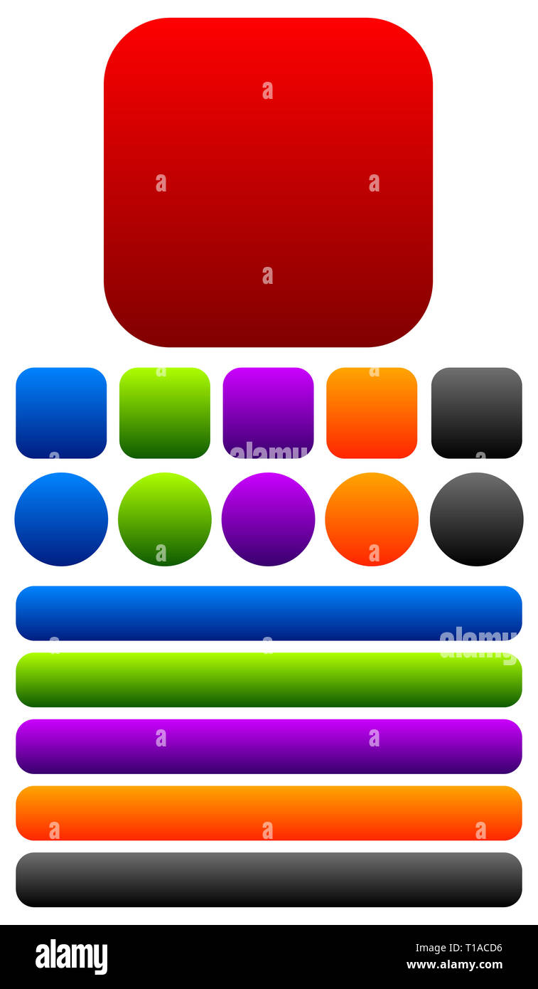 Squares, circles and oblong buttons or banners with empty space. Vector ...