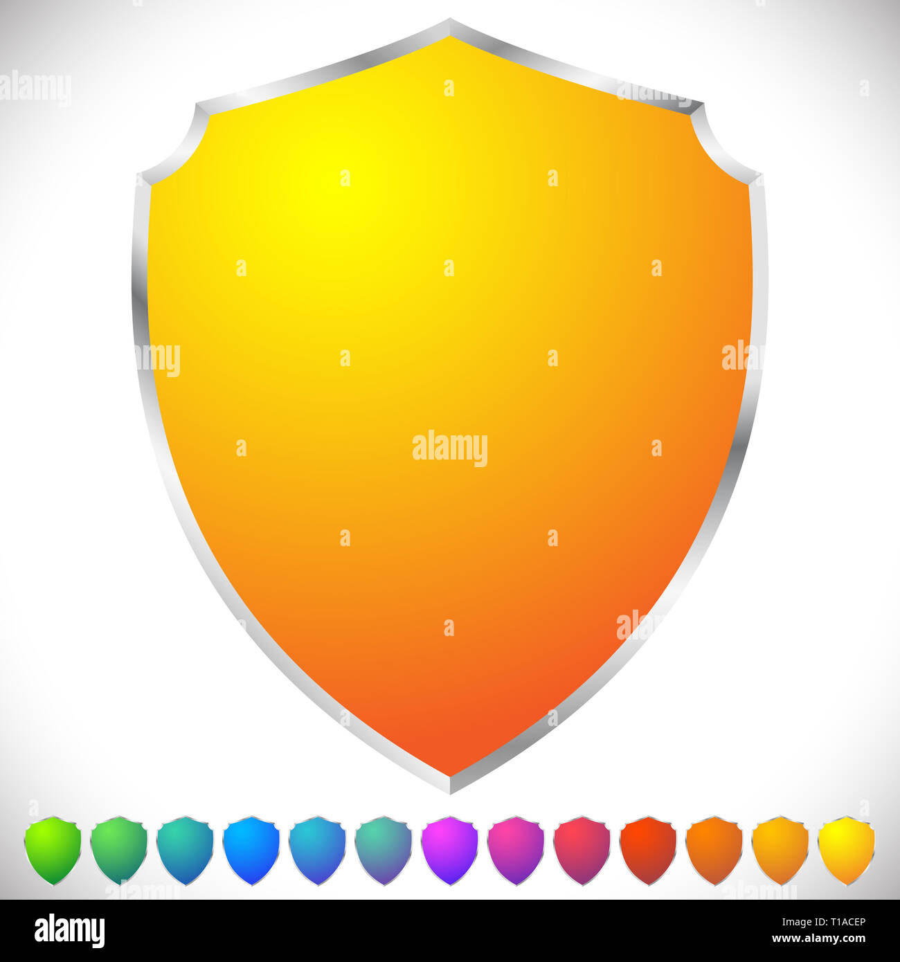 Vector shields in spectrum colors with metallic frame and blank space ...