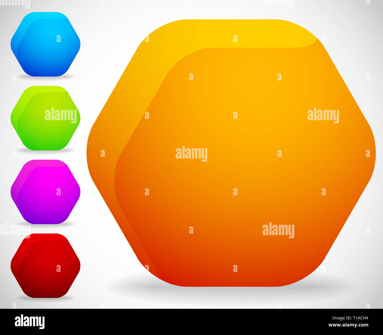 Empty octagonal shapes, button, badge backgrounds with smooth gradient ...