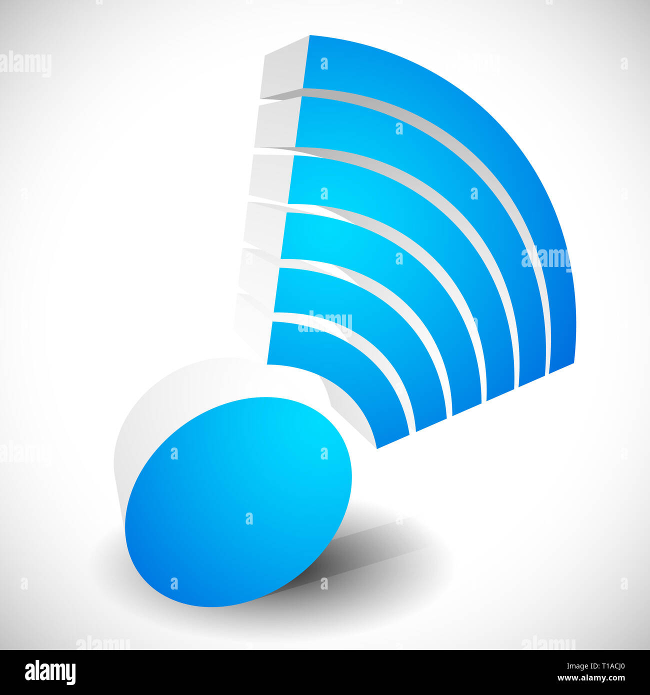 3d wireless signal shape isolated on white with transparent shadow ...