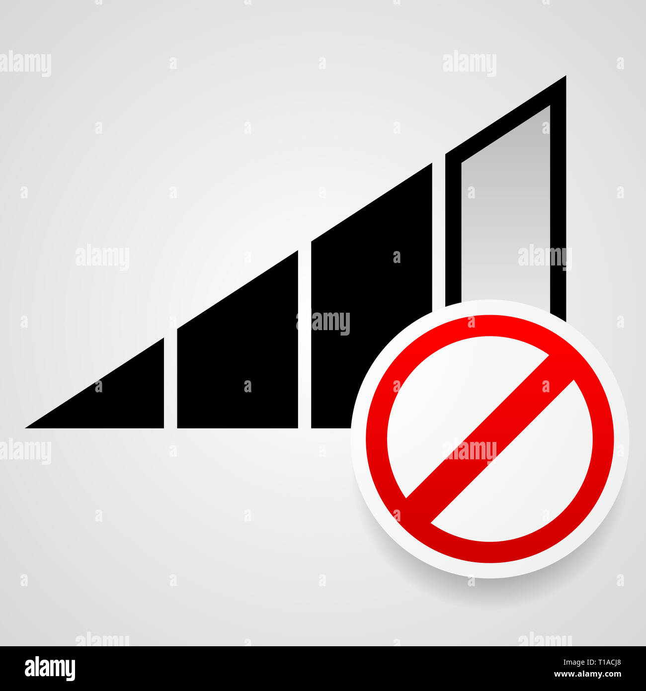 No Signal Sign. Bad antenna, No Internet connection concepts. Jamming ...