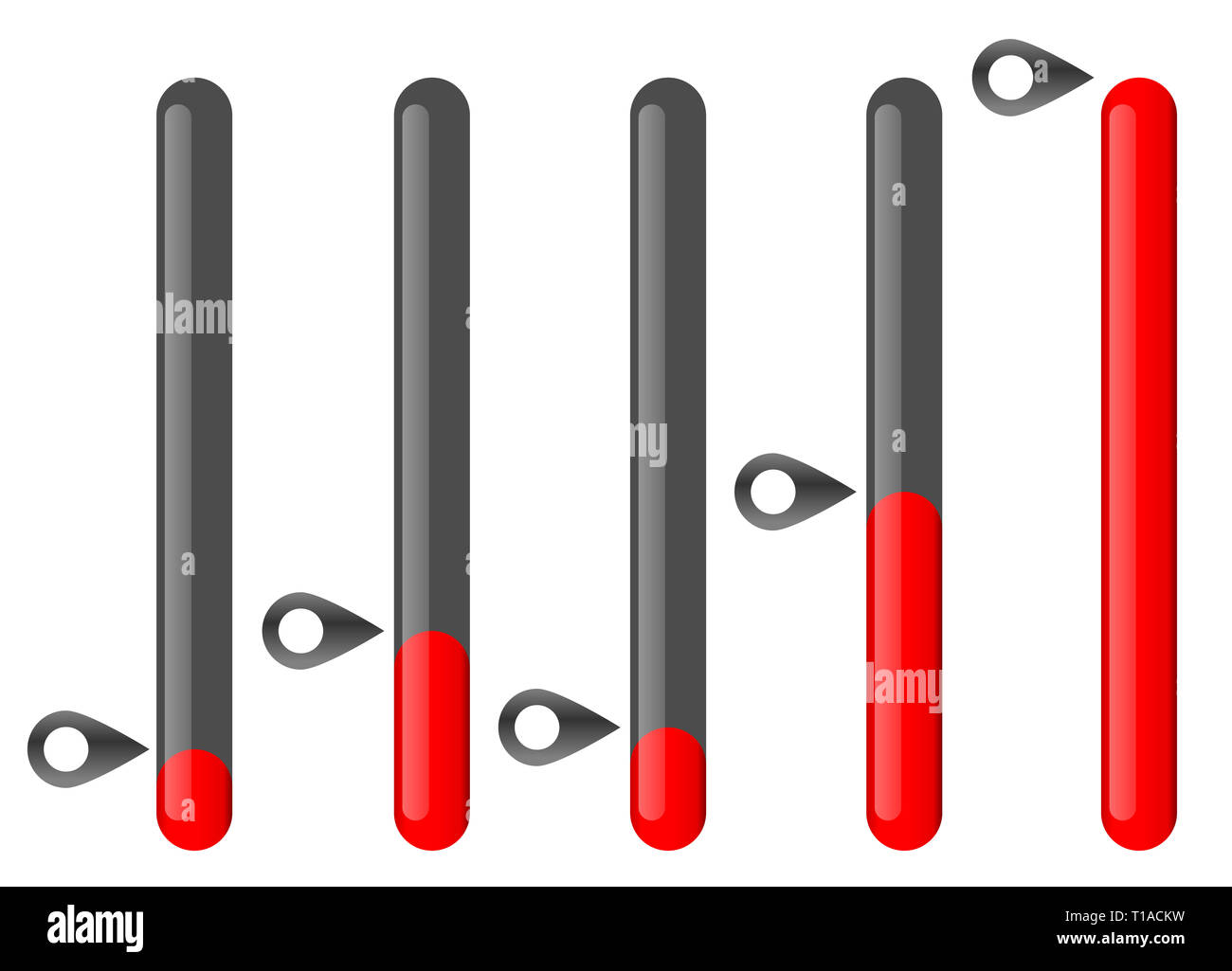 Vertical bars set at different levels. Level indicators Stock Photo - Alamy