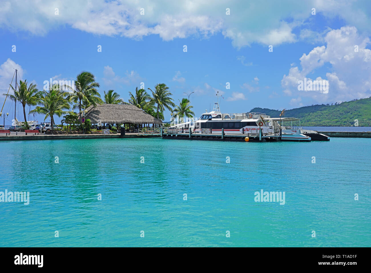 VAITAPE, BORA BORA -4 DEC 2018- Street view of Vaitape, the main town ...