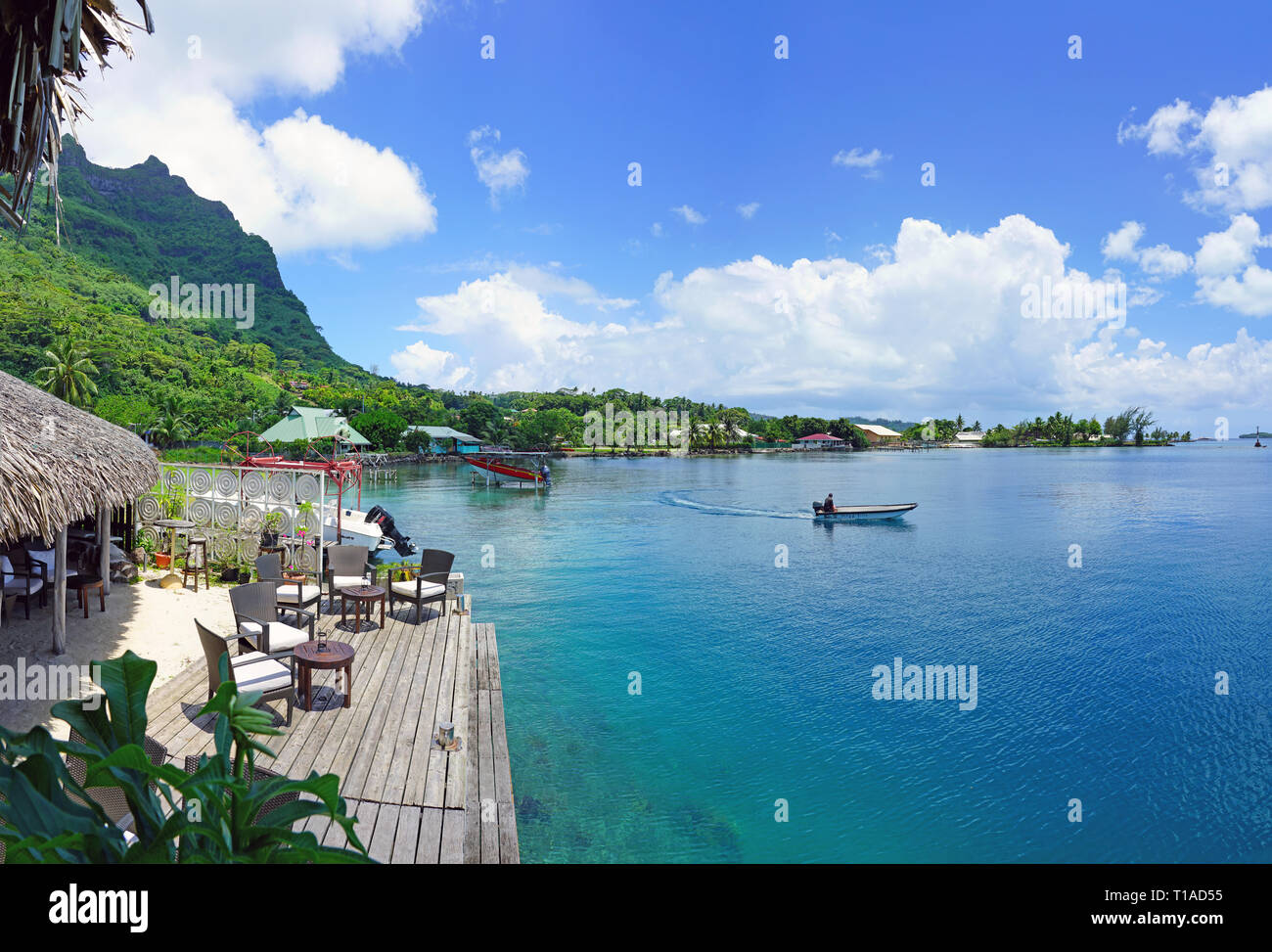 VAITAPE, BORA BORA -4 DEC 2018- Street view of Vaitape, the main town ...