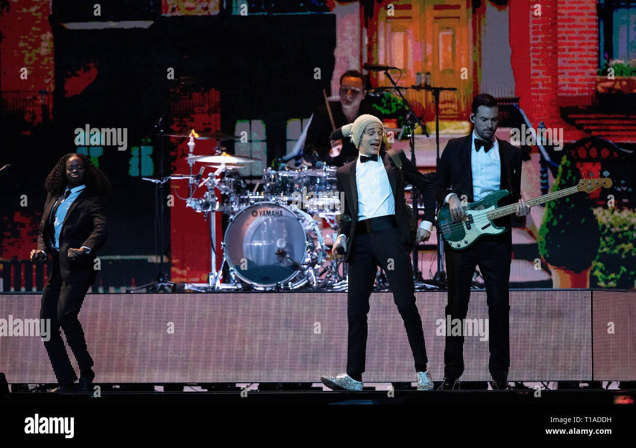 Brit Awards Show 2019 performances at the 02 Arena Featuring: George ...