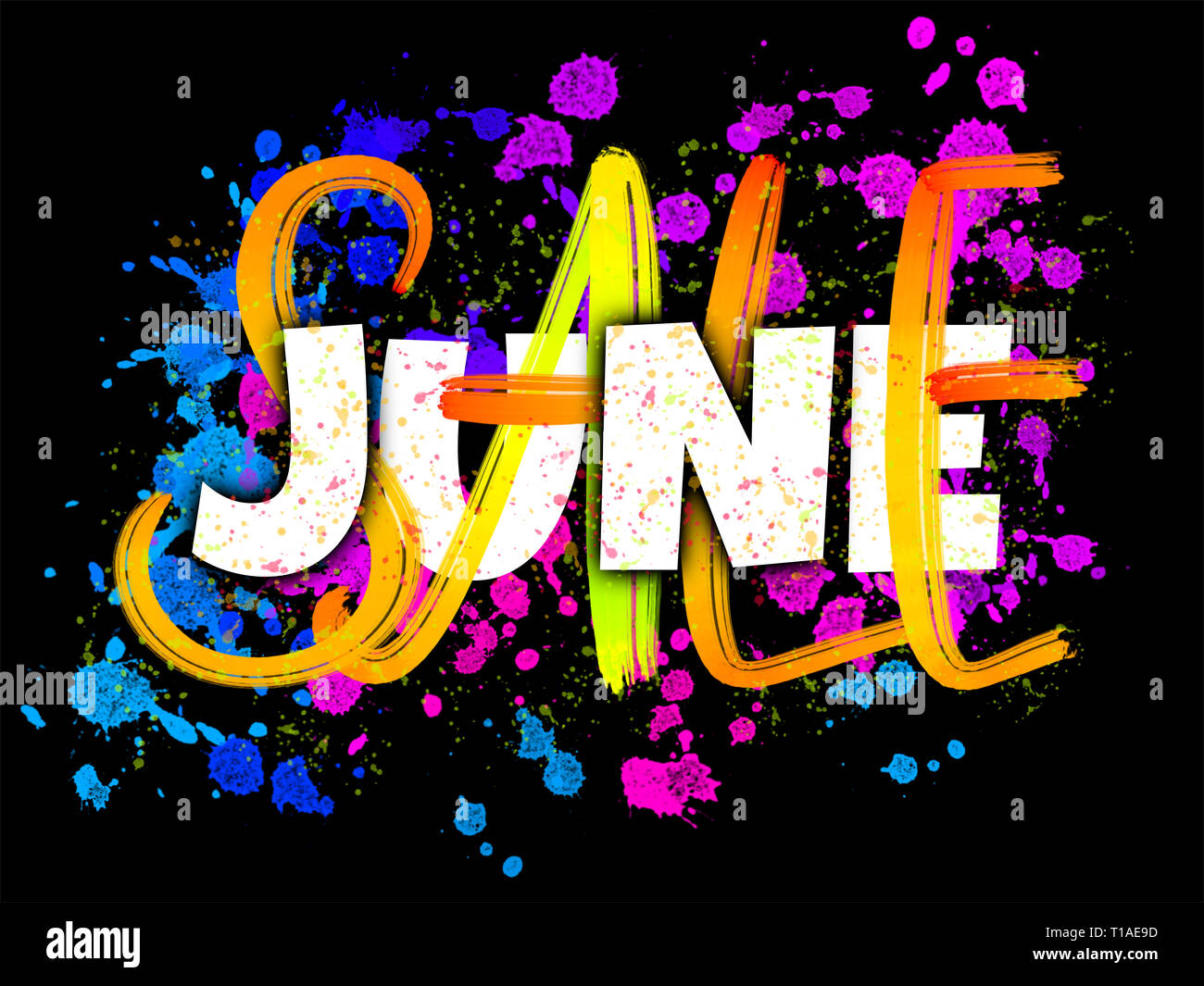 June Sale sign with typography and glowing hand lettering Stock Photo ...
