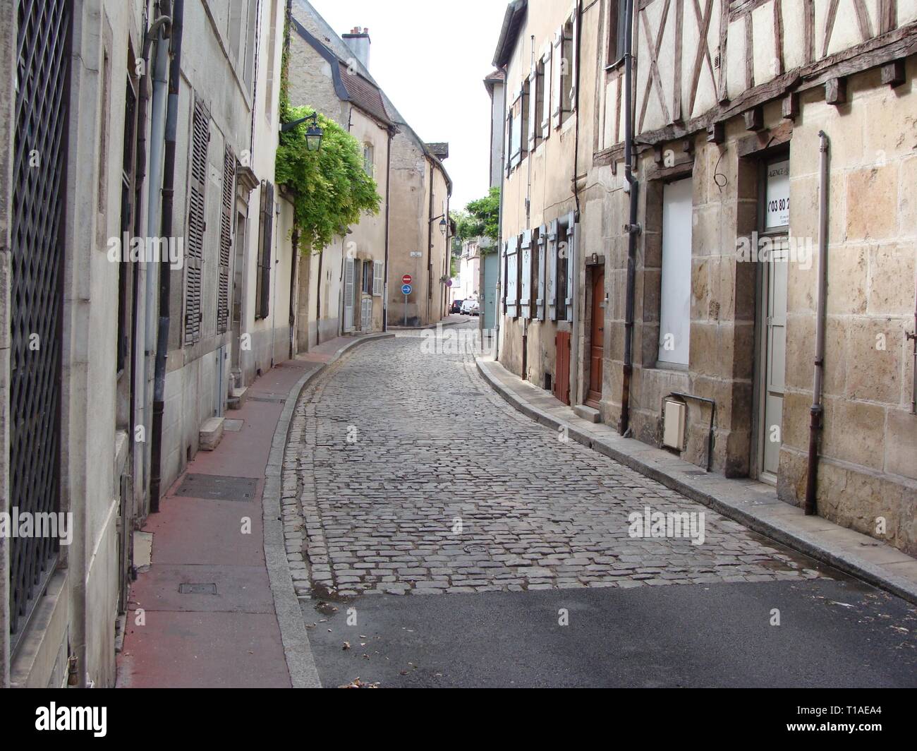 Street in French small town Stock Photo - Alamy