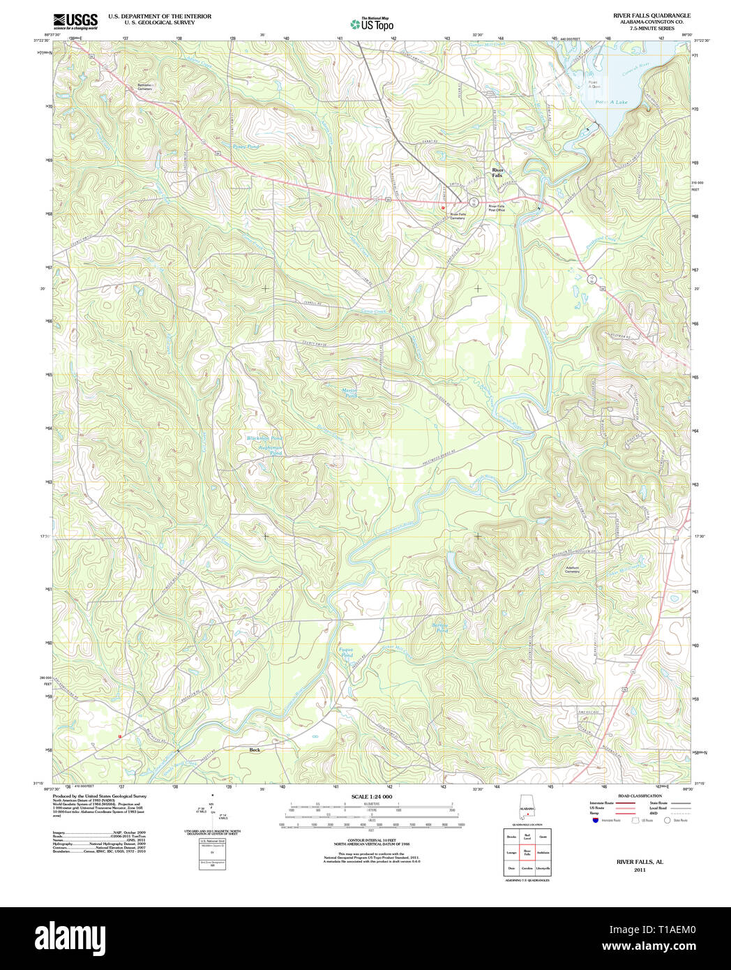 Alabama river map hi-res stock photography and images - Alamy
