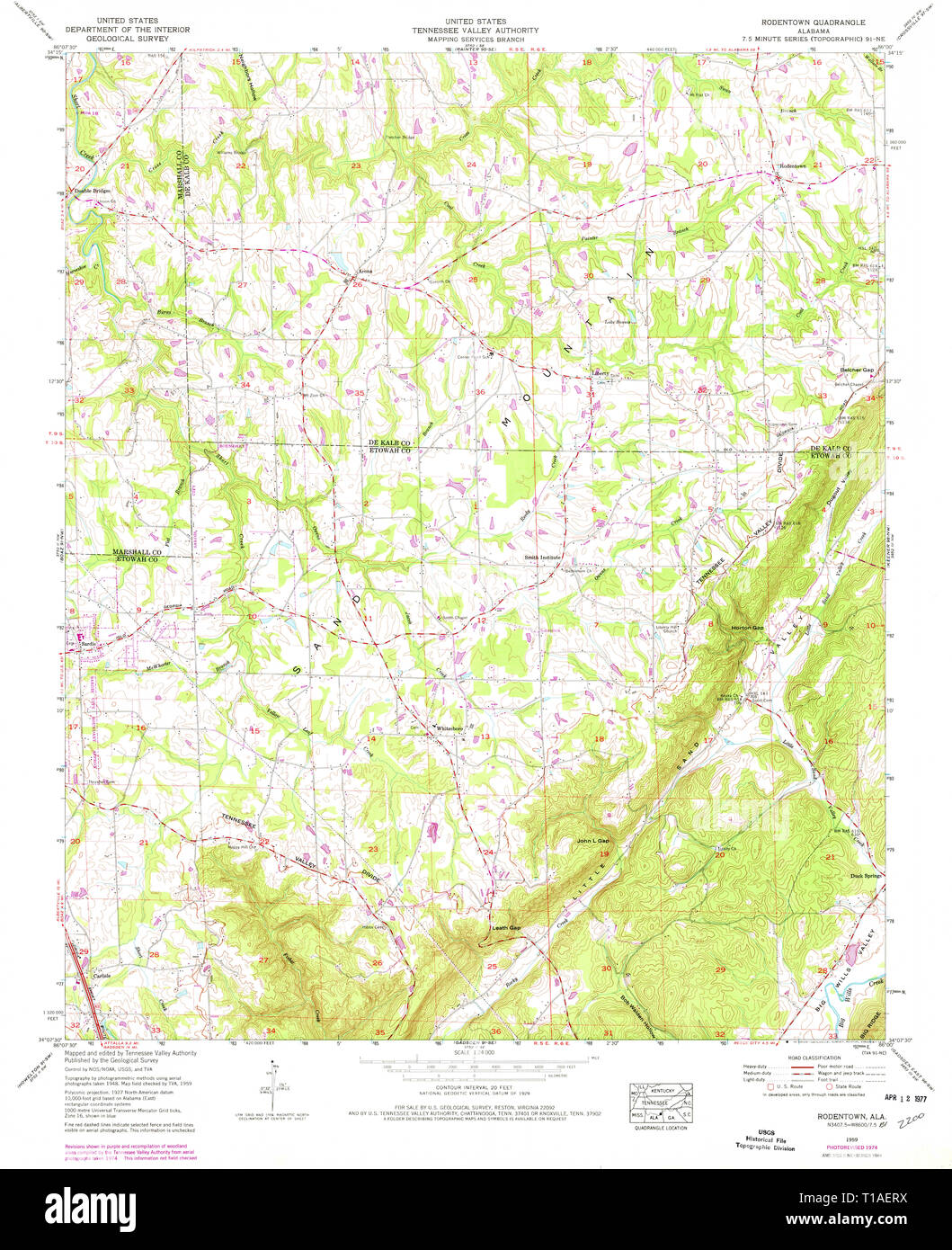 USGS TOPO Map Alabama AL Rodentown 304972 1959 24000 Stock Photo - Alamy