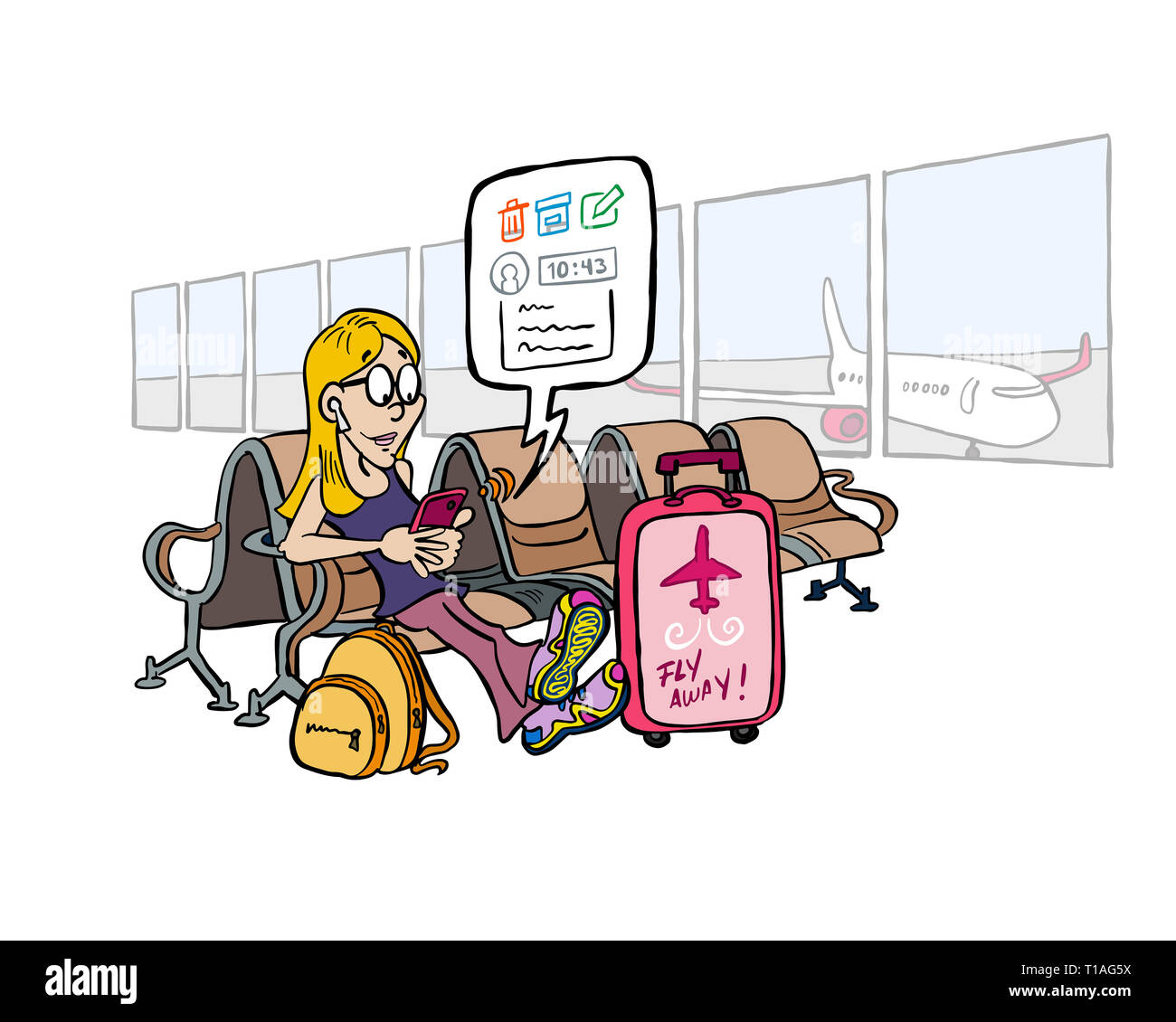 Cartoon young woman glasses Cut Out Stock Images & Pictures - Alamy