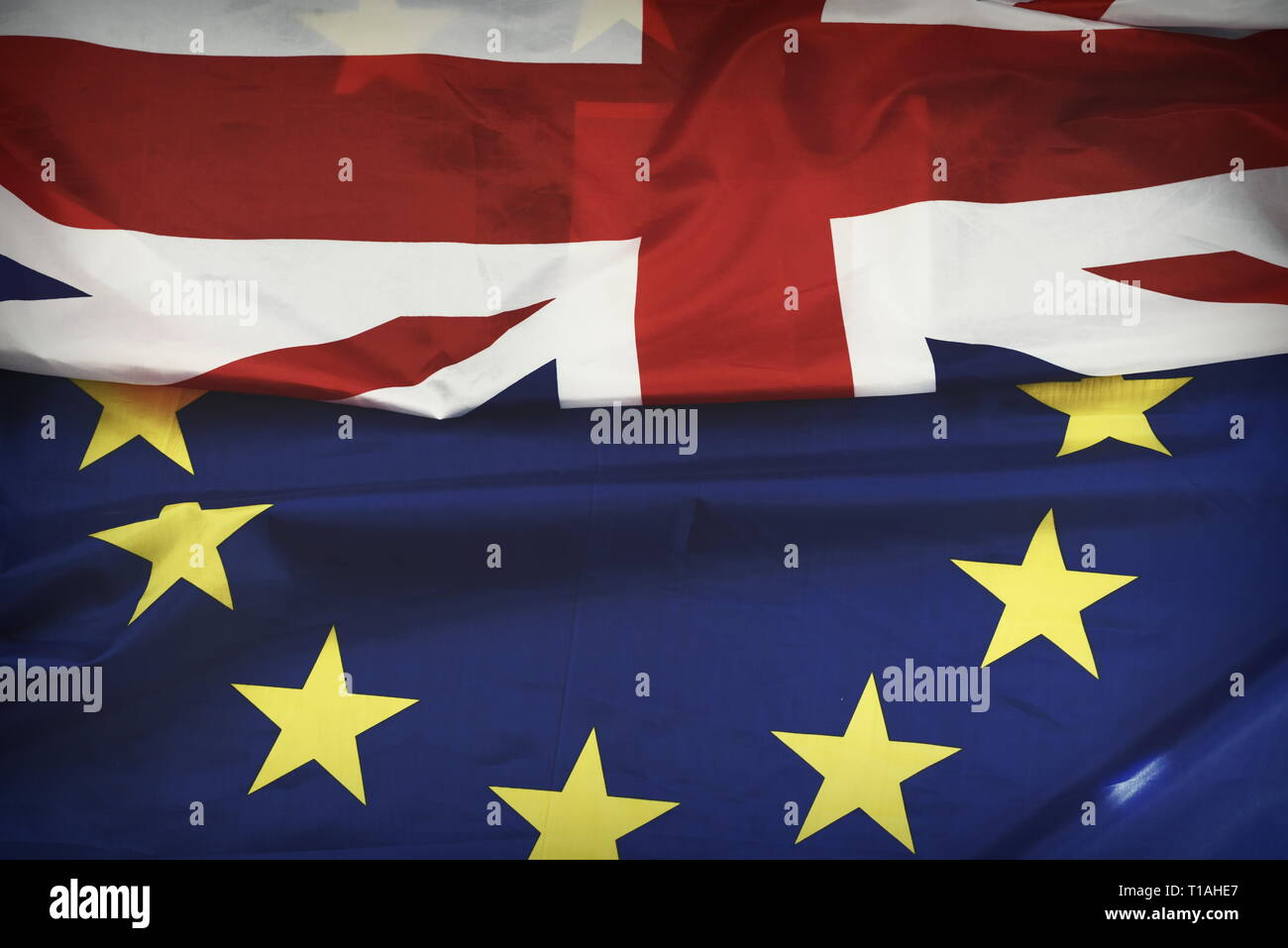 United Kingdom and European union flags combined Stock Photo - Alamy