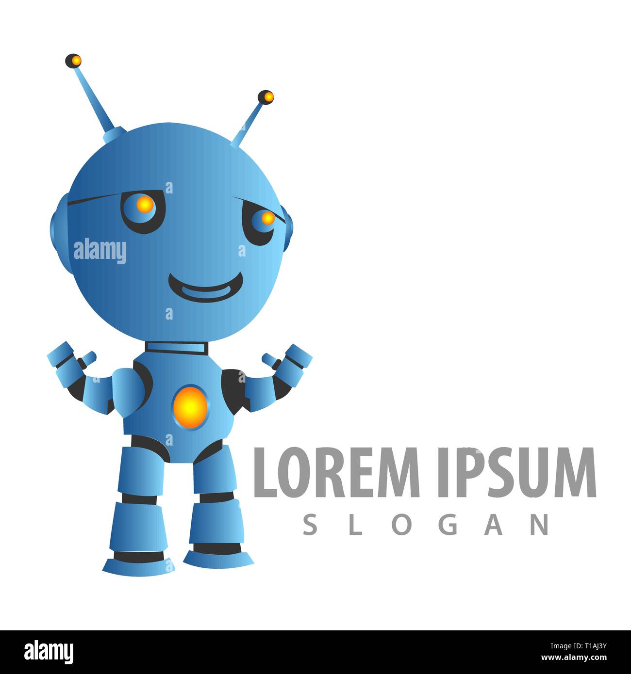 Technology robot in 3D style concept design. Symbol graphic template ...