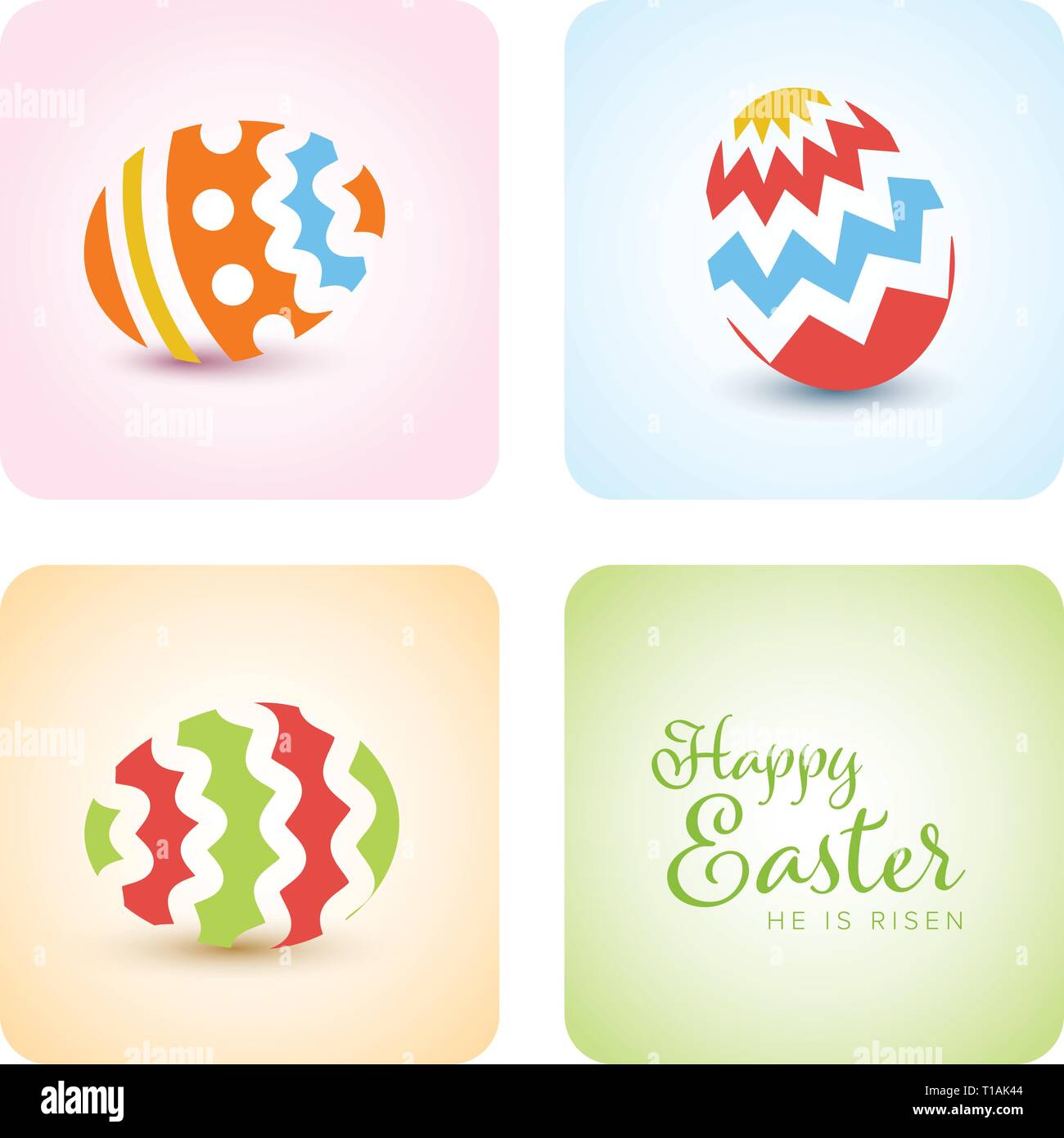 Vector simple easter card template with decorated easter eggs Stock ...