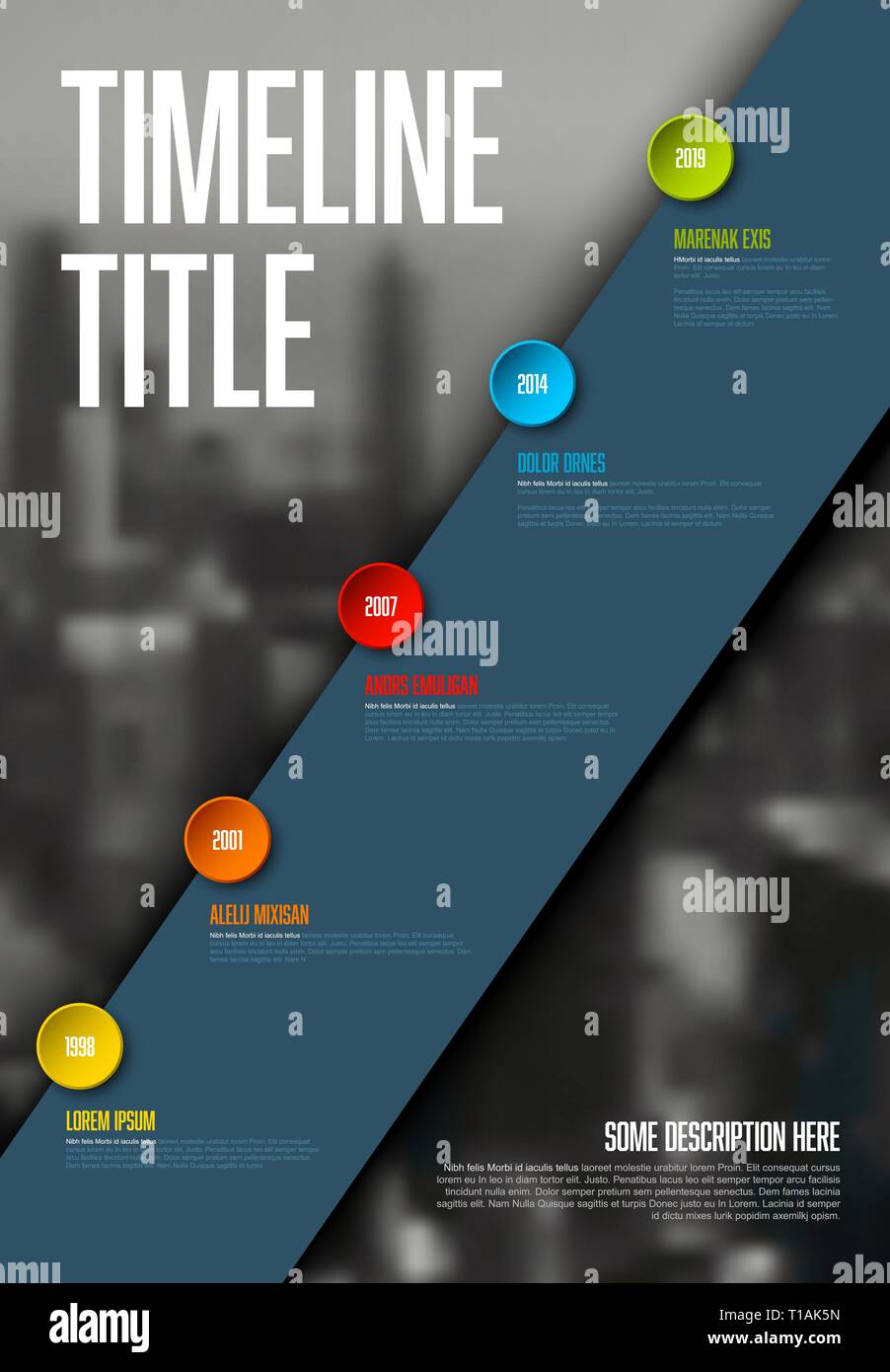 Vector Infographic timeline report template with big photo placeholder ...