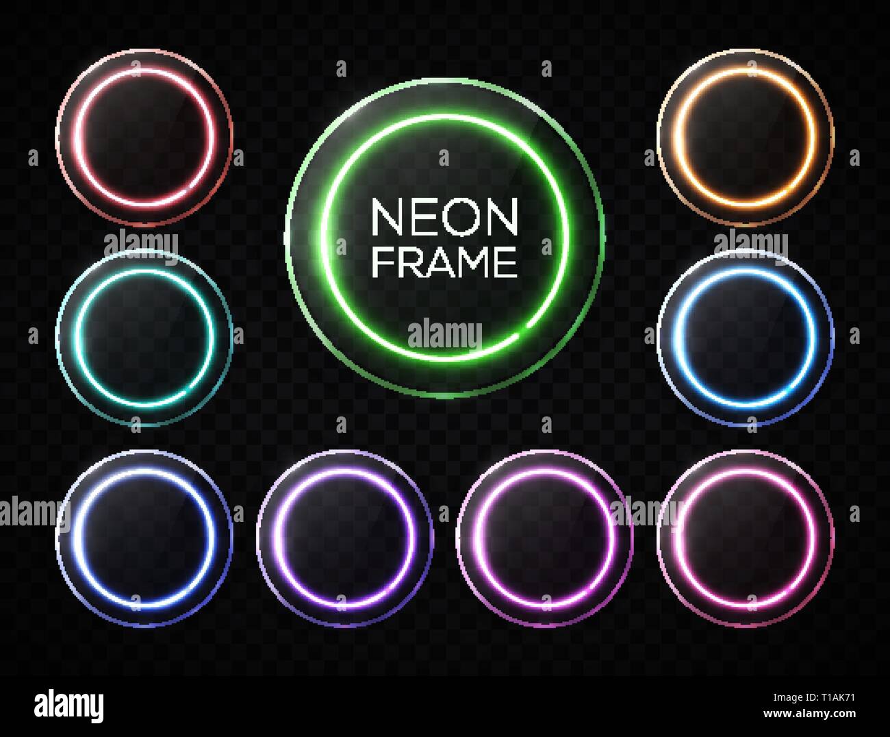 Led lamp banners set. Colorful neon light circles Stock Vector Image ...