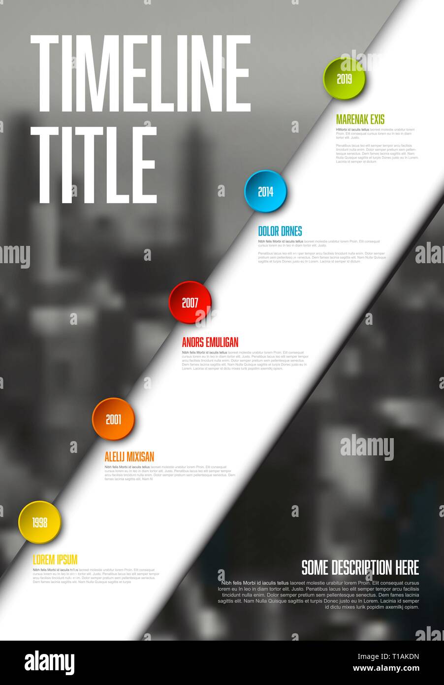 Vector Infographic timeline report template with big photo placeholder ...