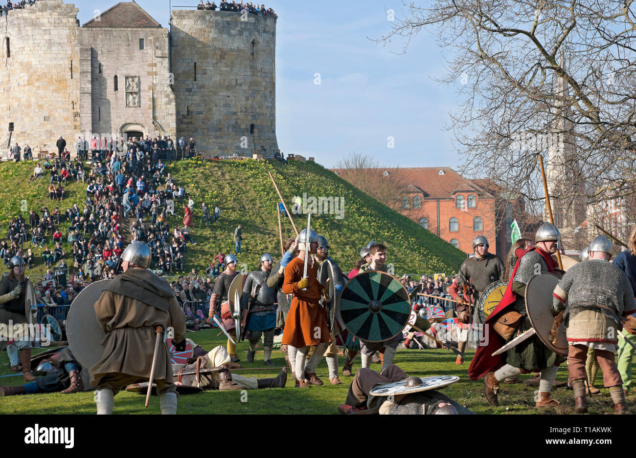 People in costume dressed as Vikings and Anglo Saxons at the Viking ...