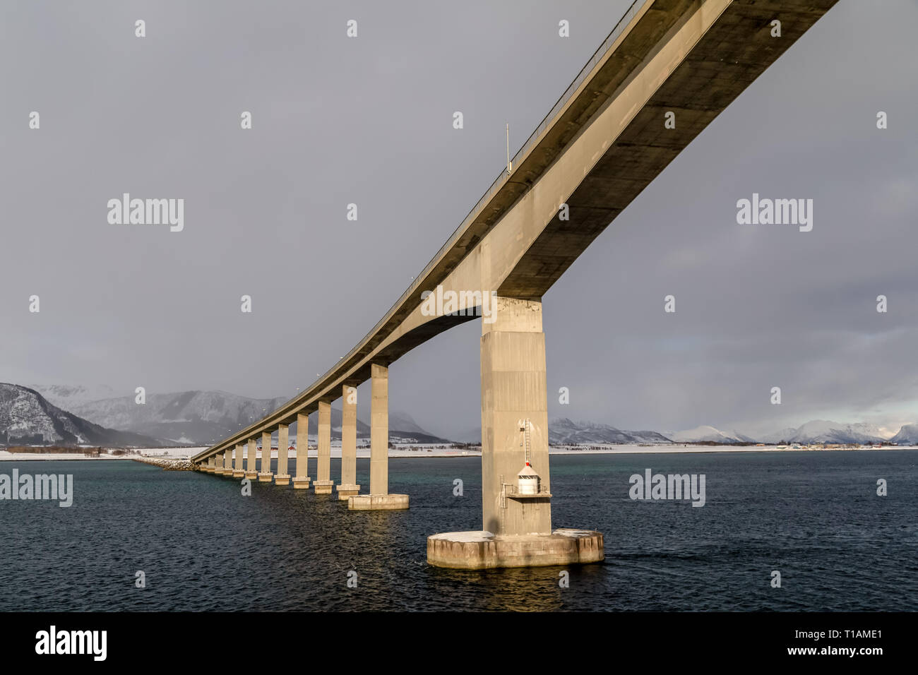 One of the many road bridges that cross the Islands and Fjords of ...