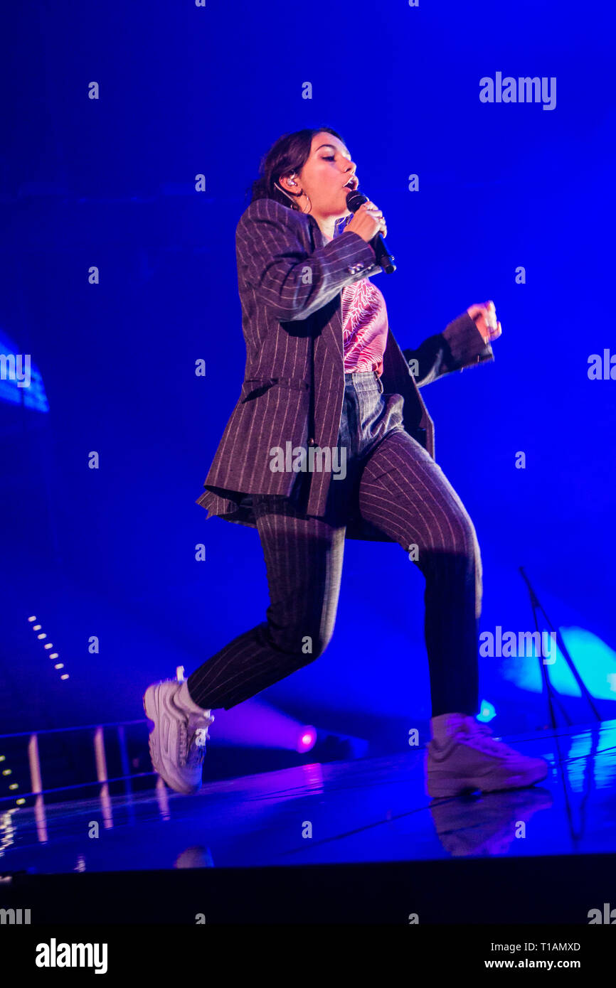 Turin, Italy. 24th Mar, 2019. The Canadian singer-songwriter Alessia ...
