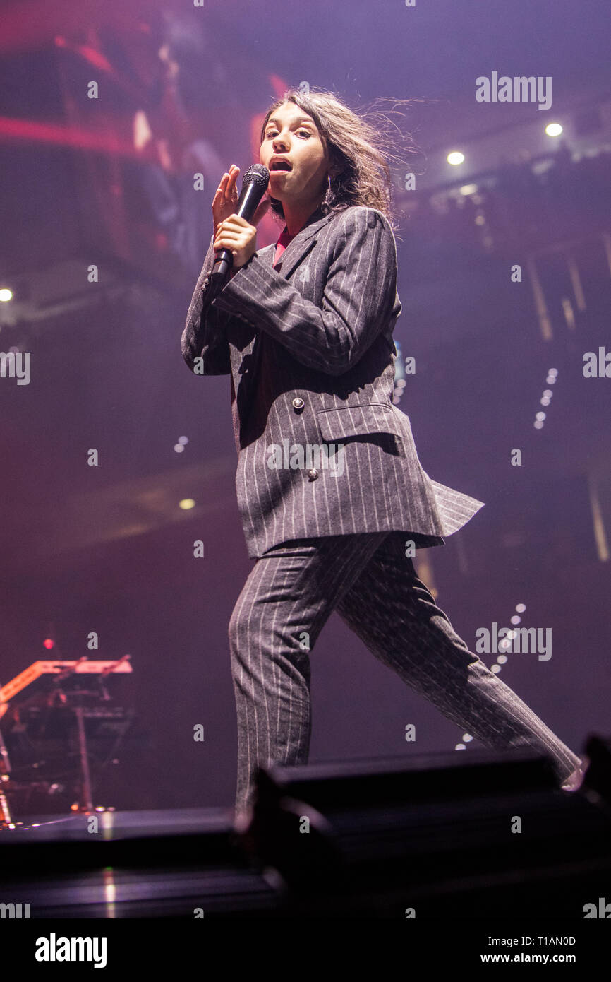 Turin, Italy. 24th Mar, 2019. The Canadian singer-songwriter Alessia ...