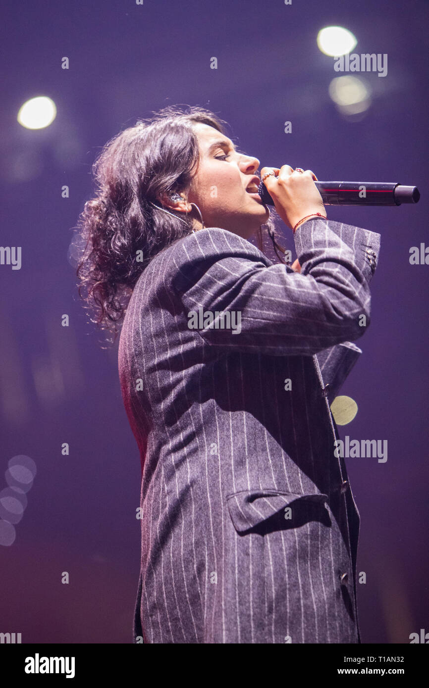 Turin, Italy. 24th Mar, 2019. The Canadian singer-songwriter Alessia ...