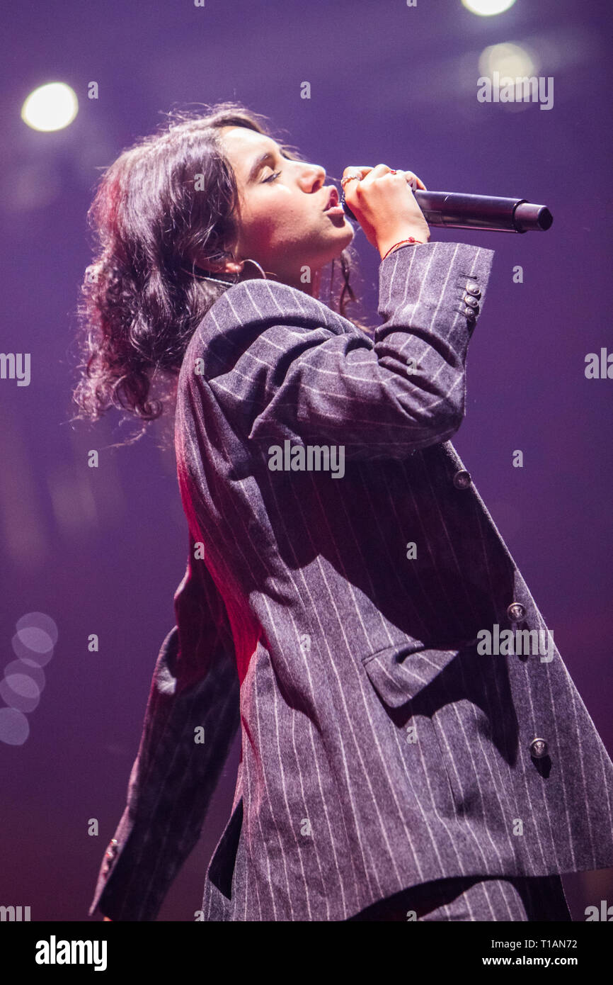 Turin, Italy. 24th Mar, 2019. The Canadian singer-songwriter Alessia ...