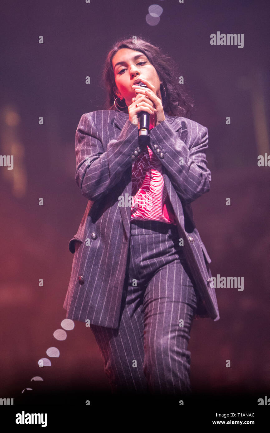 Turin, Italy. 24th Mar, 2019. The Canadian singer-songwriter Alessia ...