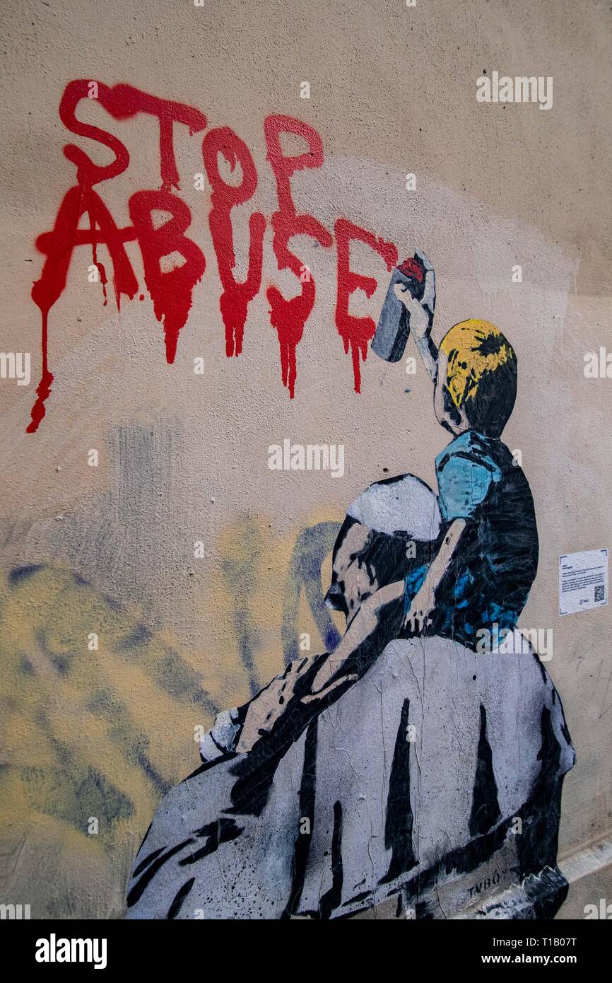 * NO WEB * NO DAILY * Rome, "Stop Abuse": Graffiti against Tvboy's ...