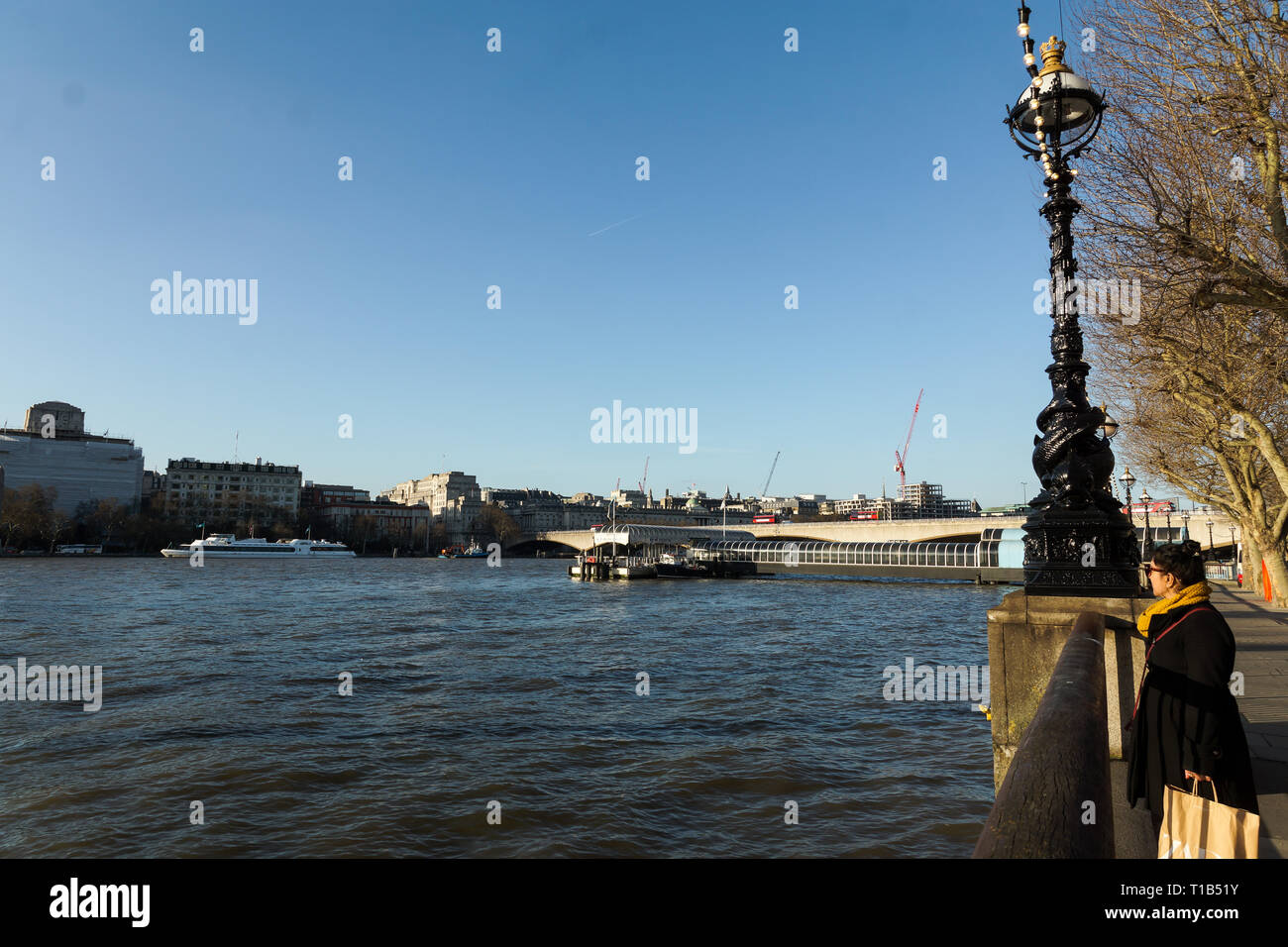 London, UK. 25th Mar, 2019. South Bank, Embankment, Waterloo Bridge ...