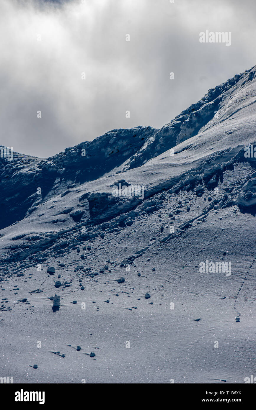 snow covered tourist trails in slovakia tatra mountains. misty winter ...