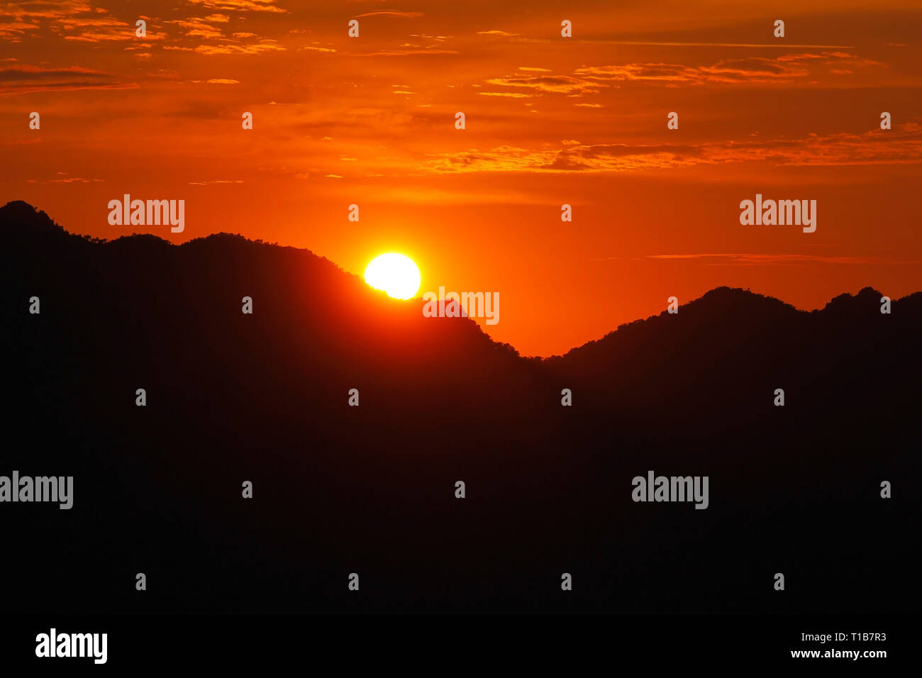 landscape photo beautiful sunrise over the hill Stock Photo - Alamy